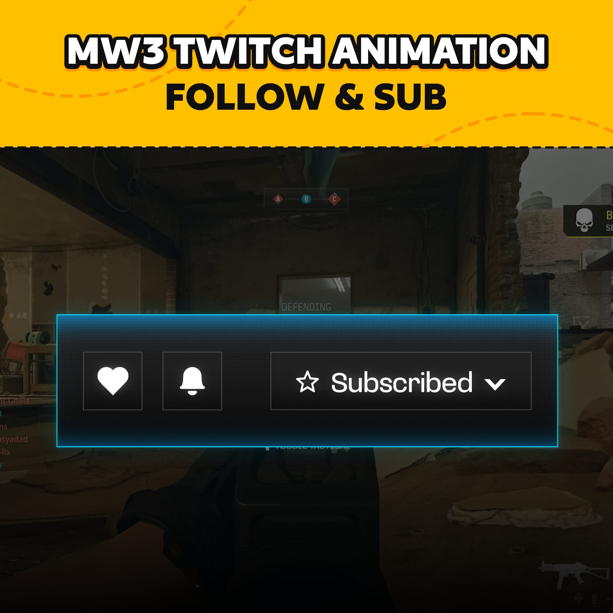 MW3 Twitch Channel Animation, Twitch Follow Sub Lower Third, Subscribe ...