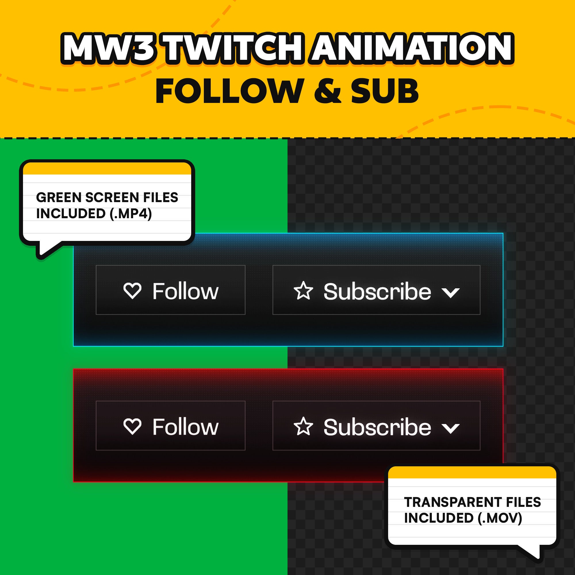 MW3 Twitch Channel Animation, Twitch Follow Sub Lower Third, Subscribe ...