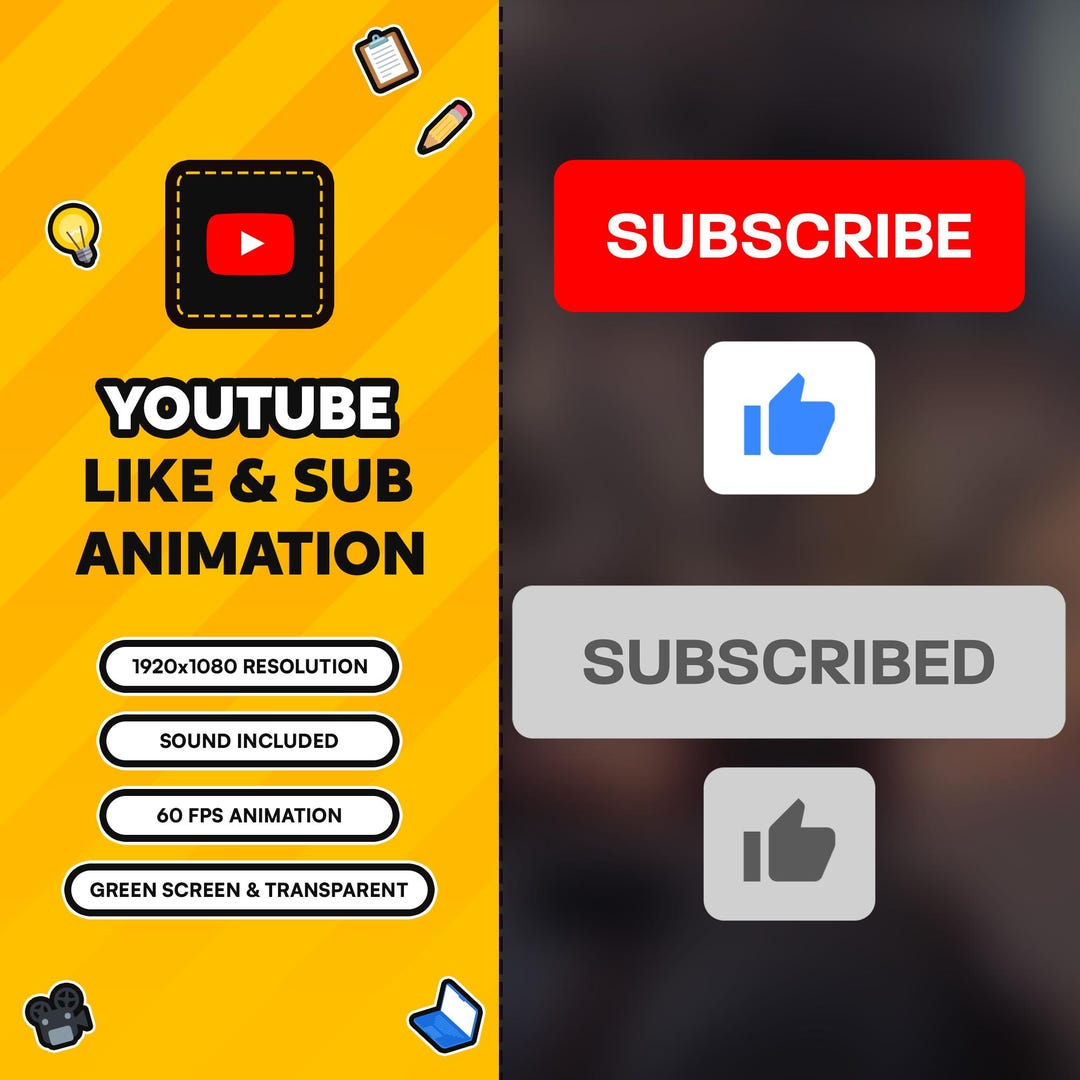 Animated Like Subscribe Youtube Channel Social Media Animation Intro ...