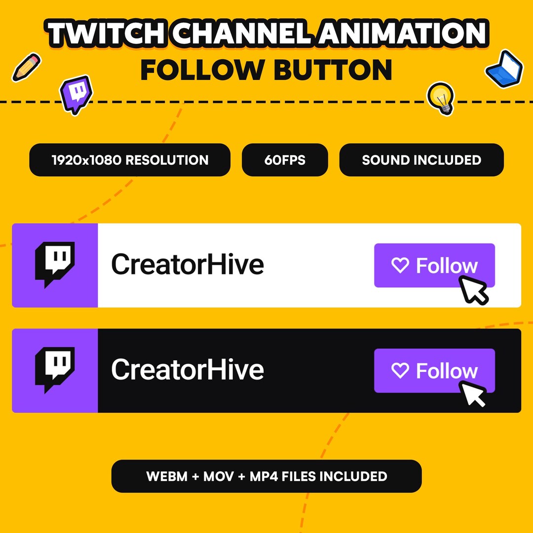 Custom Twitch Follow Animation: Social Media Overlay (digital Download ...