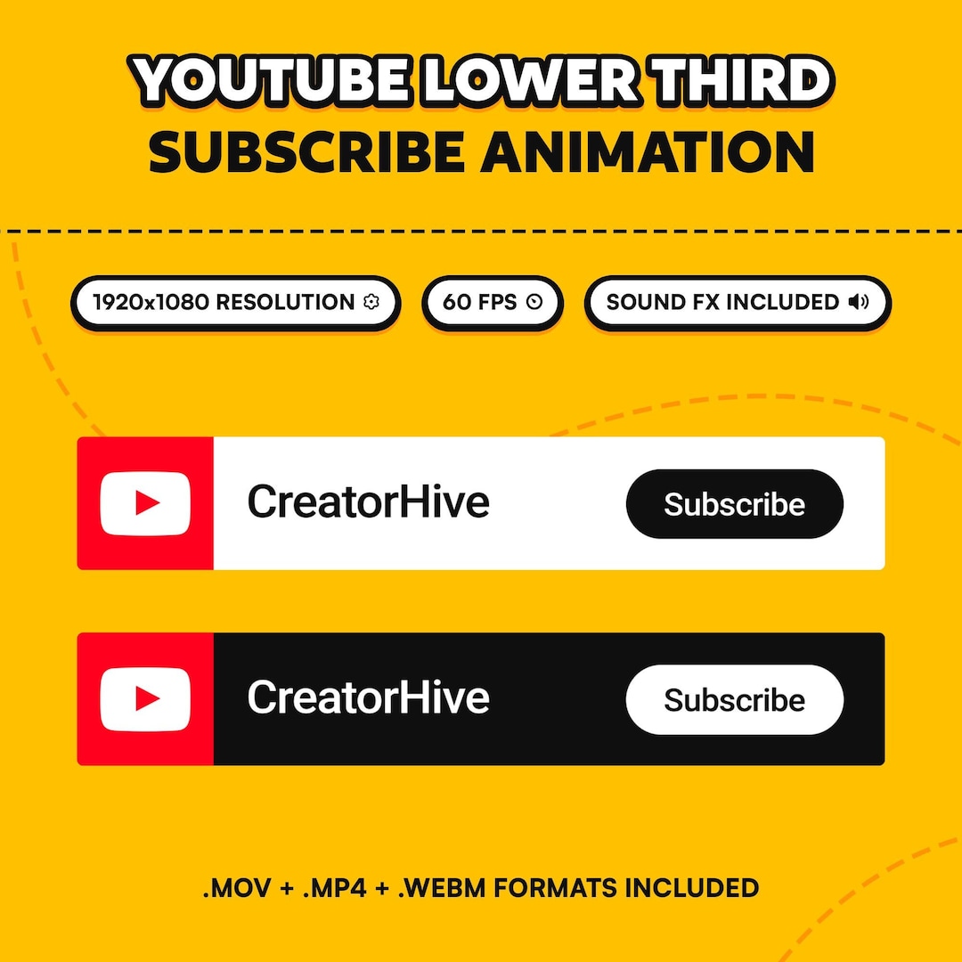 Youtube Channel Subscribe Animation, Social Media Lower Third ...