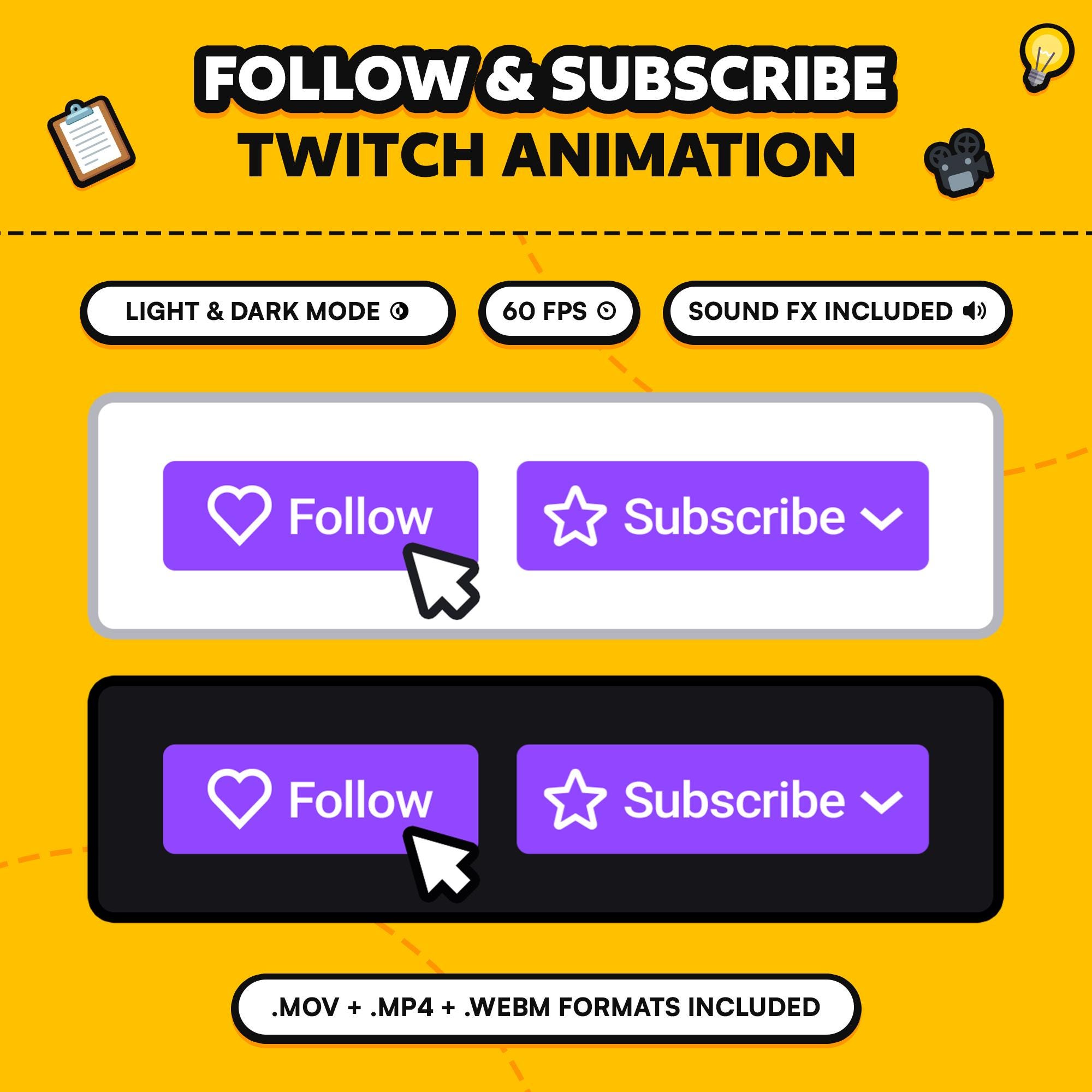 Animated Twitch Follow Subscribe Overlay: Social Media Lower Third ...
