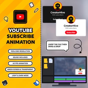 Animated Youtube Subscribe Button Overlay: Social Media Lower Third ...