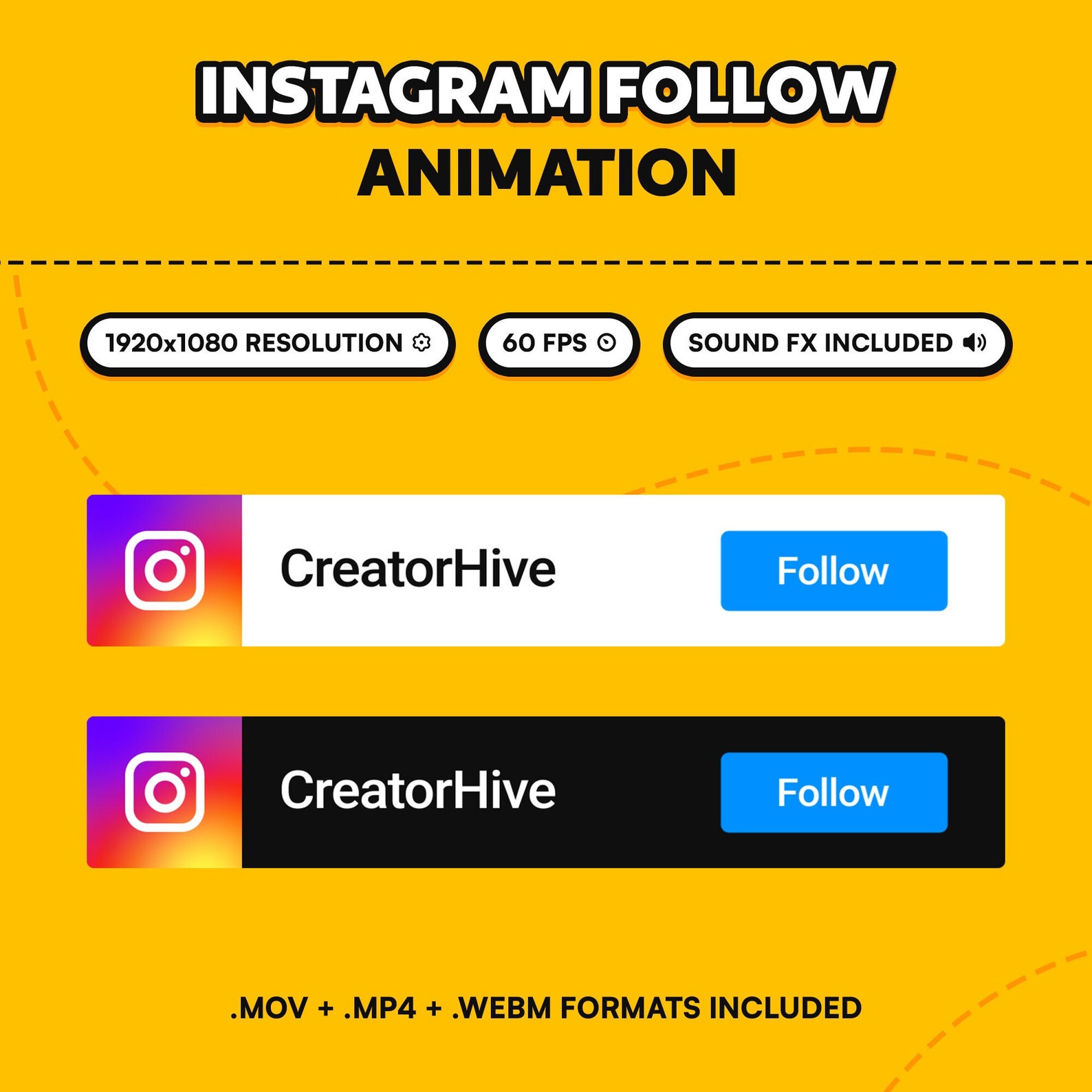 Instagram Follow Button Animation, Social Media Lower Third, Animated ...