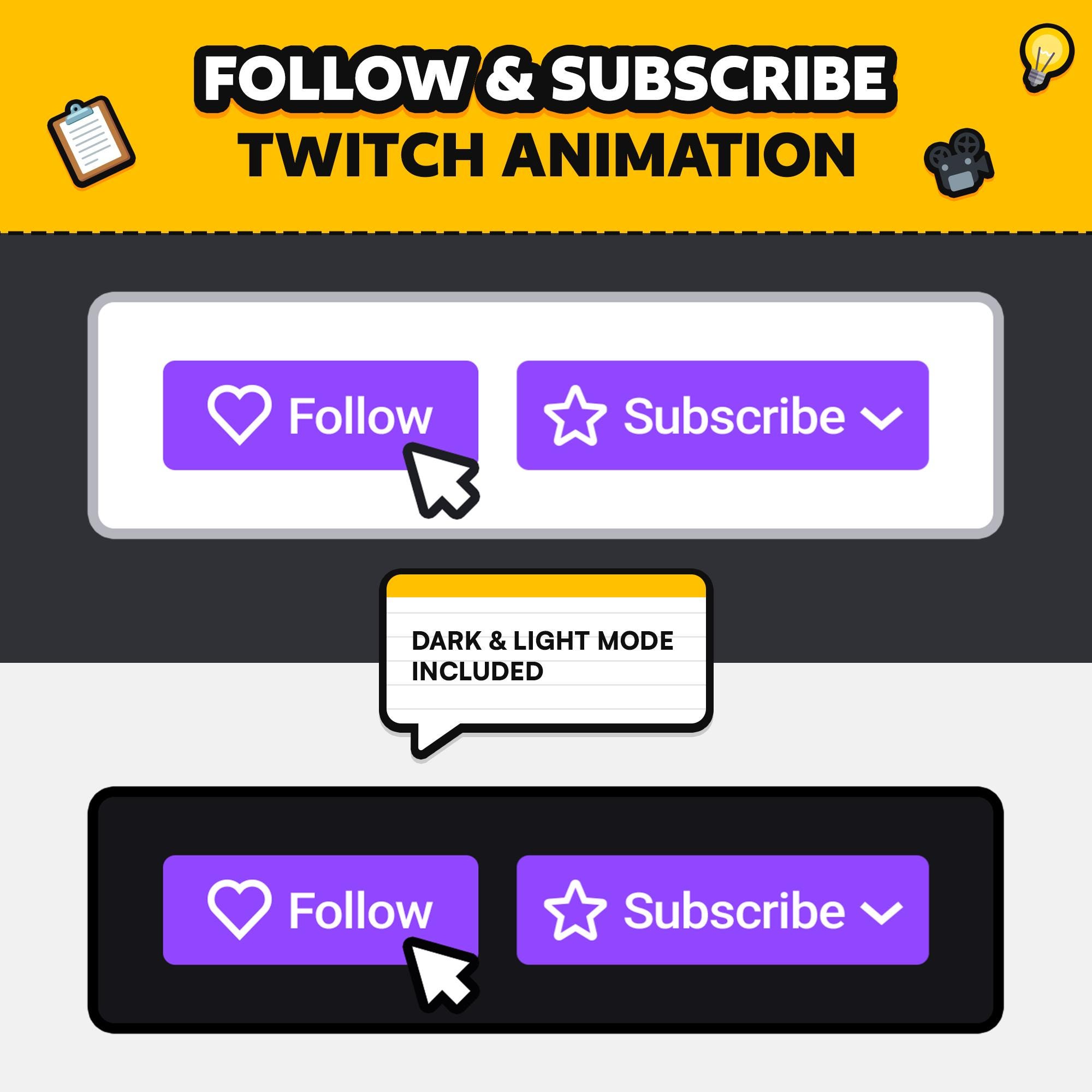 Animated Twitch Follow Subscribe Overlay: Social Media Lower Third ...