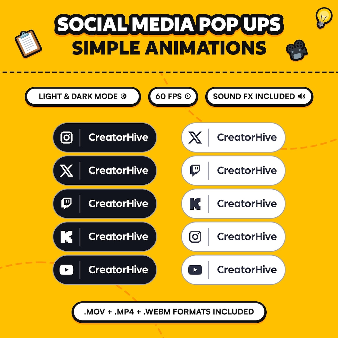 Simple Social Media Overlays, Minimalistic Lower Third Bundle, Digital ...