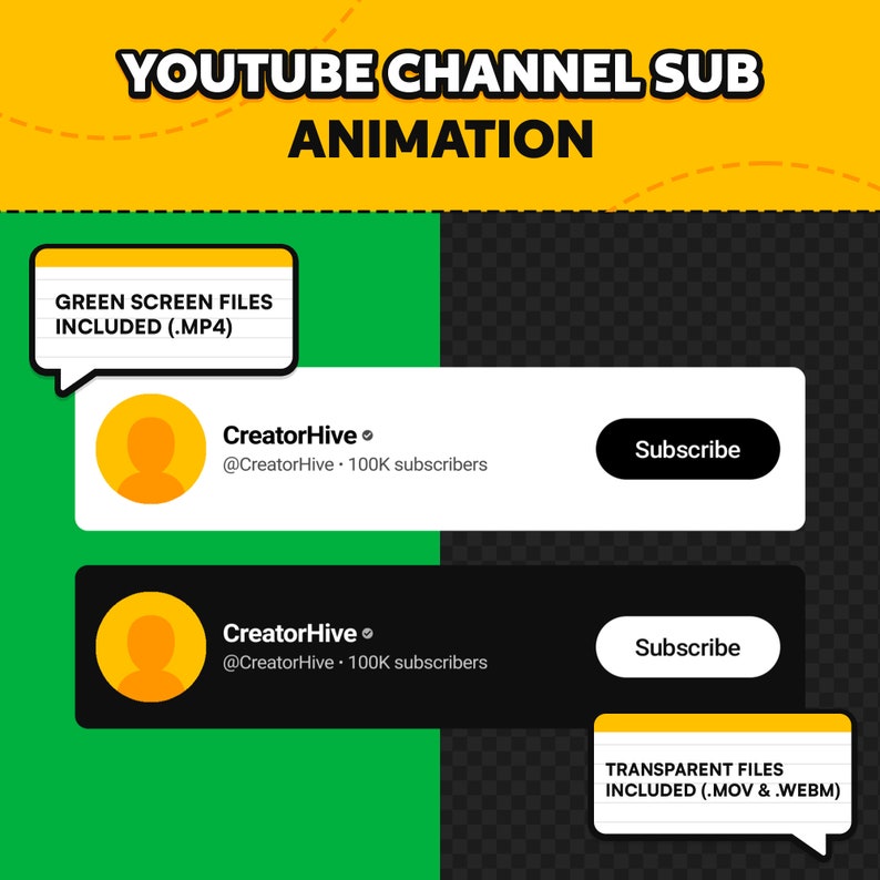 Animated Youtube Subscribe Button Overlay for Youtube Channel, Social ...