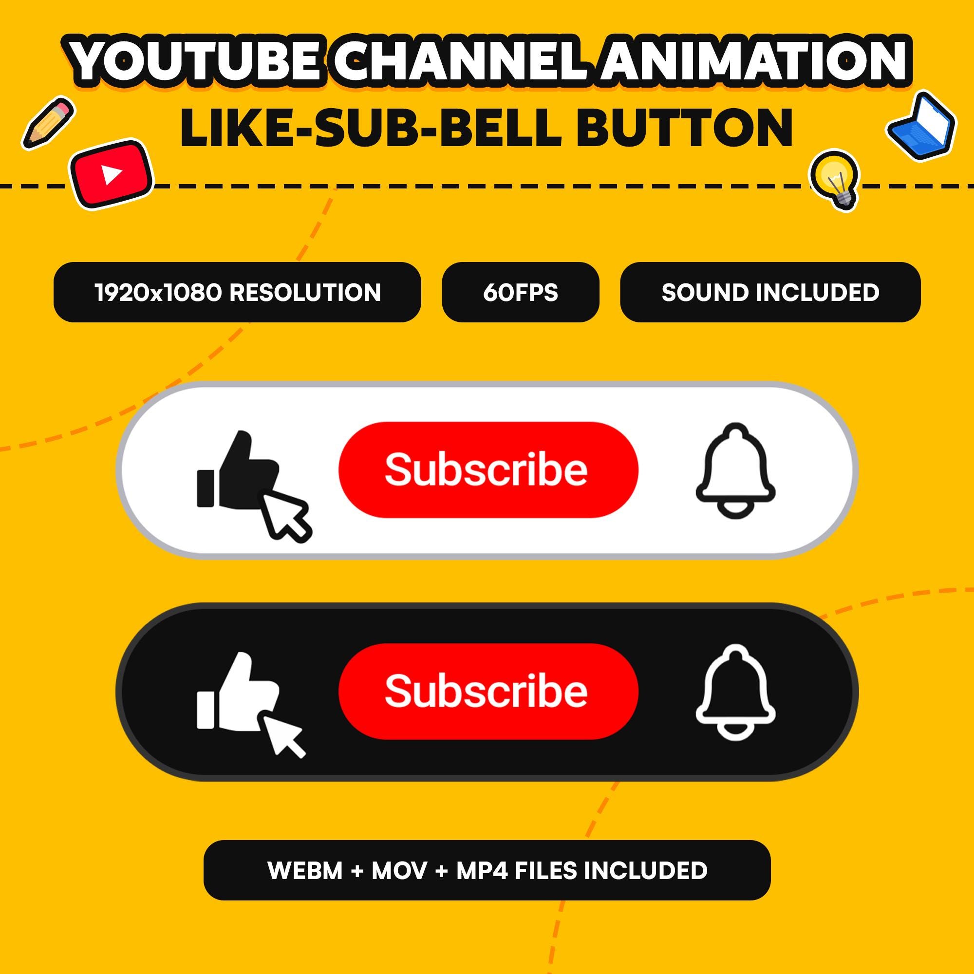 Animated Youtube Subscribe Overlay, Youtube Channel Like and Subscribe ...
