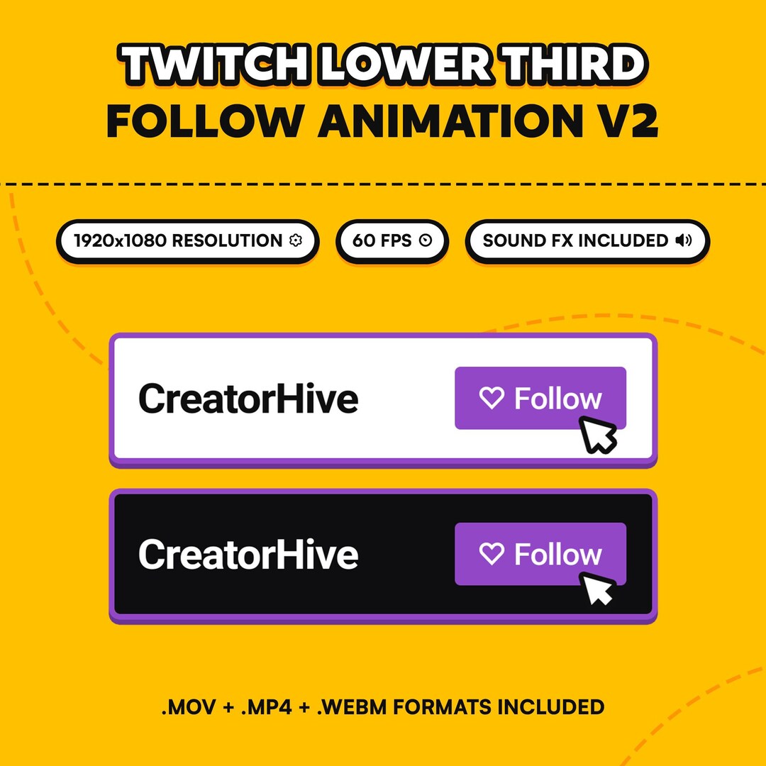 Twitch Channel Lower Third, Social Media Follow Button, Animated Twitch Animation, Digital ...