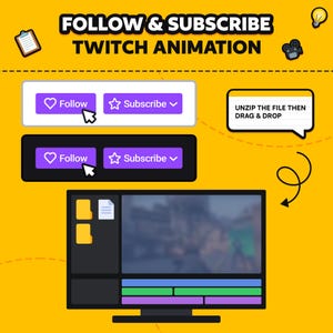 Twitch Channel Follow Overlay, Social Media Lower Third, Twitch ...