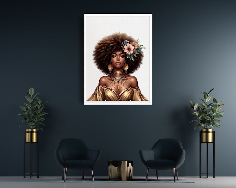 Printable Afro Woman Clip Art Black Woman Sublimation PNG Black Girl ...
