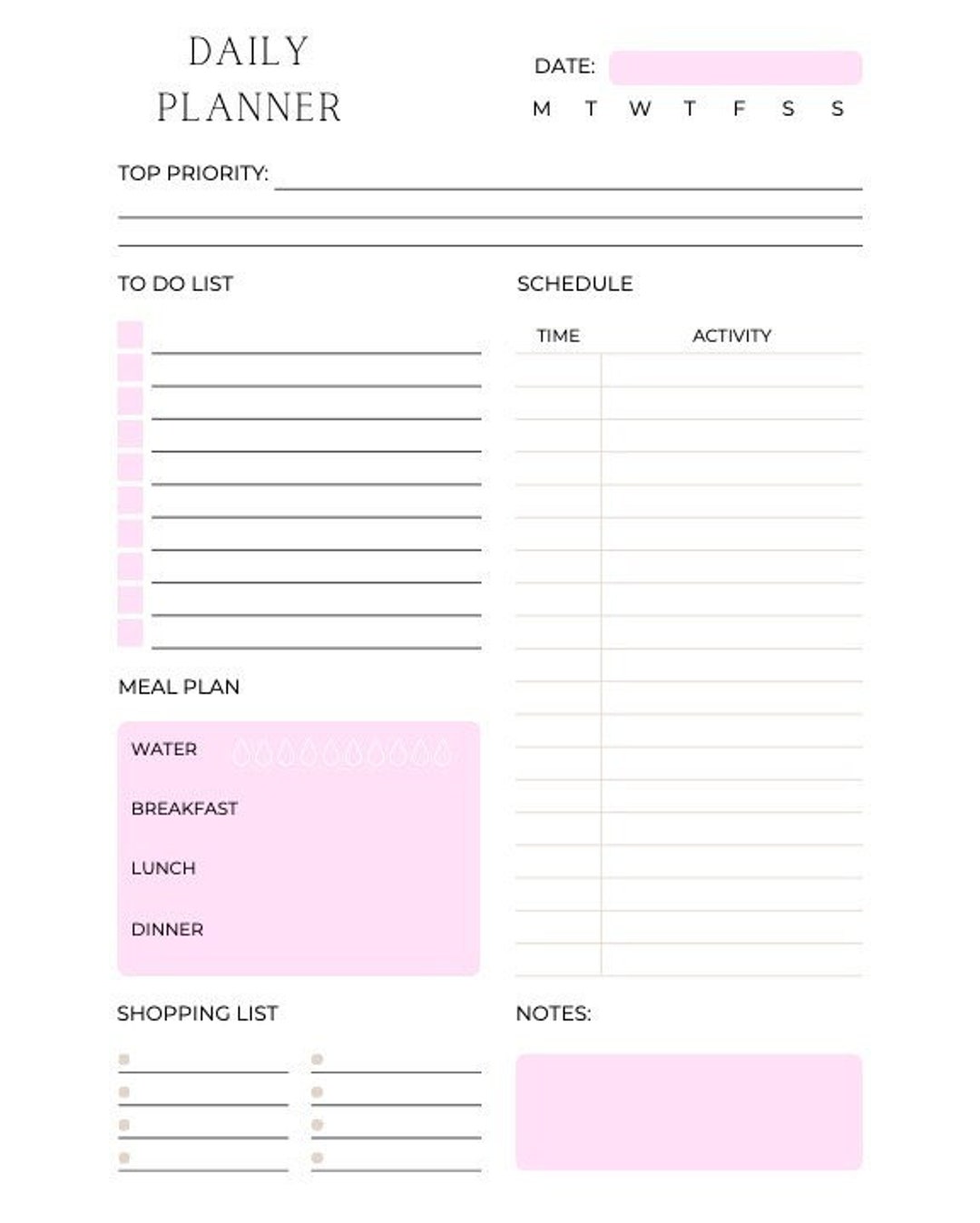 Daily Planner Printable, Printable Planner - Etsy