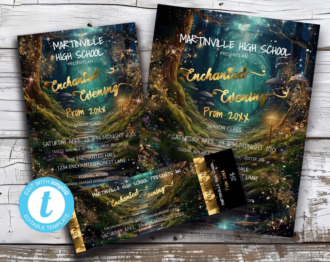 Enchanted Forest Prom Night Party Invitation Card, Classy Enchanted ...