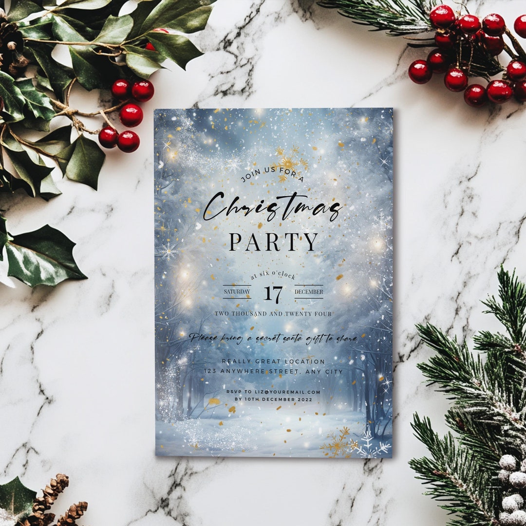 Enchanted Winter Wonderland Christmas Holiday Party Invite 5x7 ...
