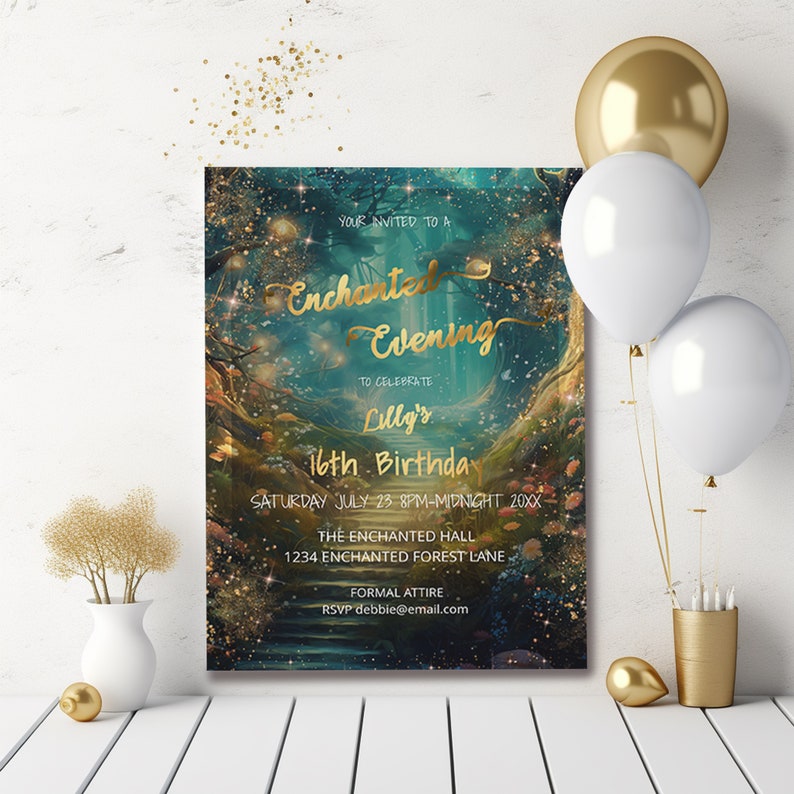 Enchanted Forest Sweet 16 Invitation-enchanted Pathway -magical Garden ...