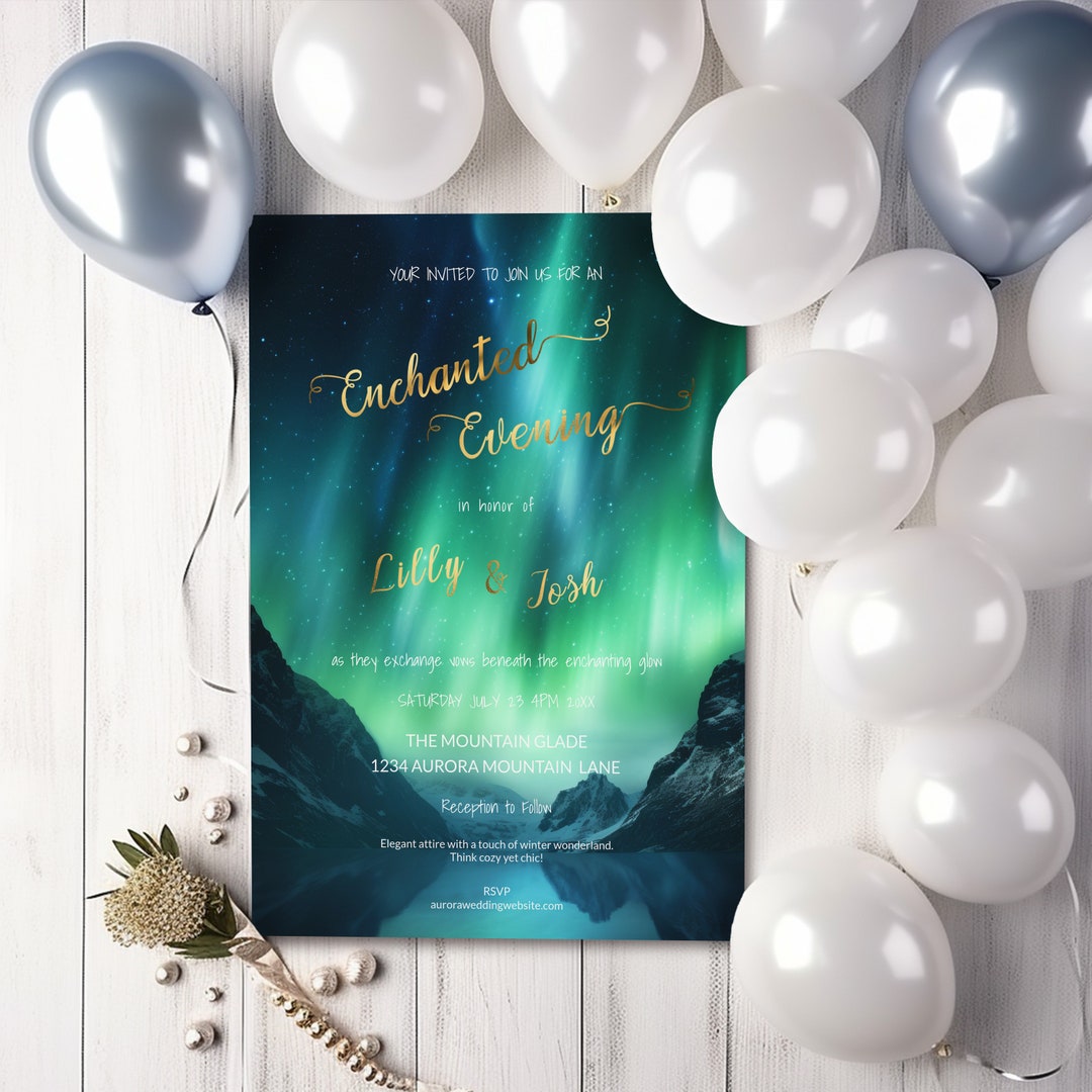 Northern Lights Wedding Invitation-enchanted Evening-aurora Borealis ...