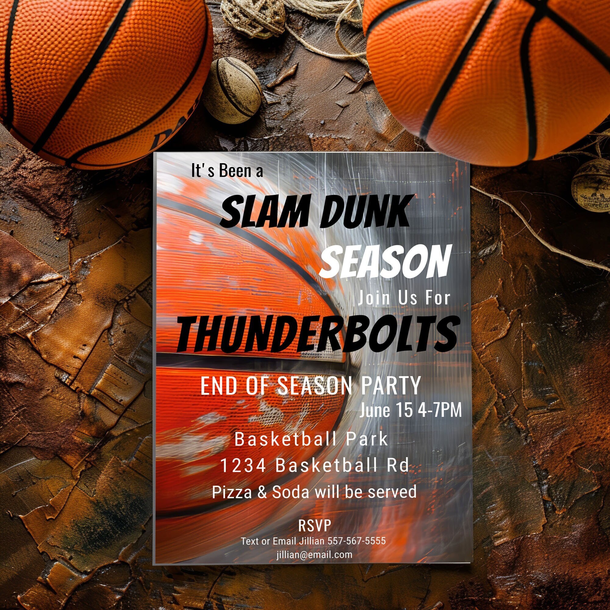 End of Season Basketball Invite - Basketball Party Invitation- Sports ...