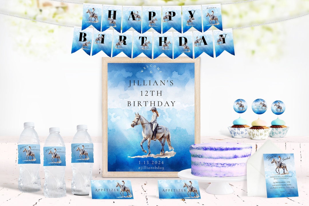 Editable Horse Equestrian Birthday Invitation Template Party Bundle ...