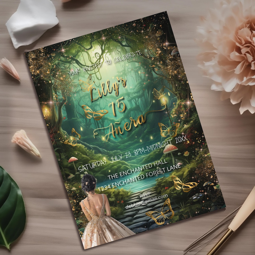 Enchanted Forest Invitation Quince-15-enchanted Evening-magical Garden ...