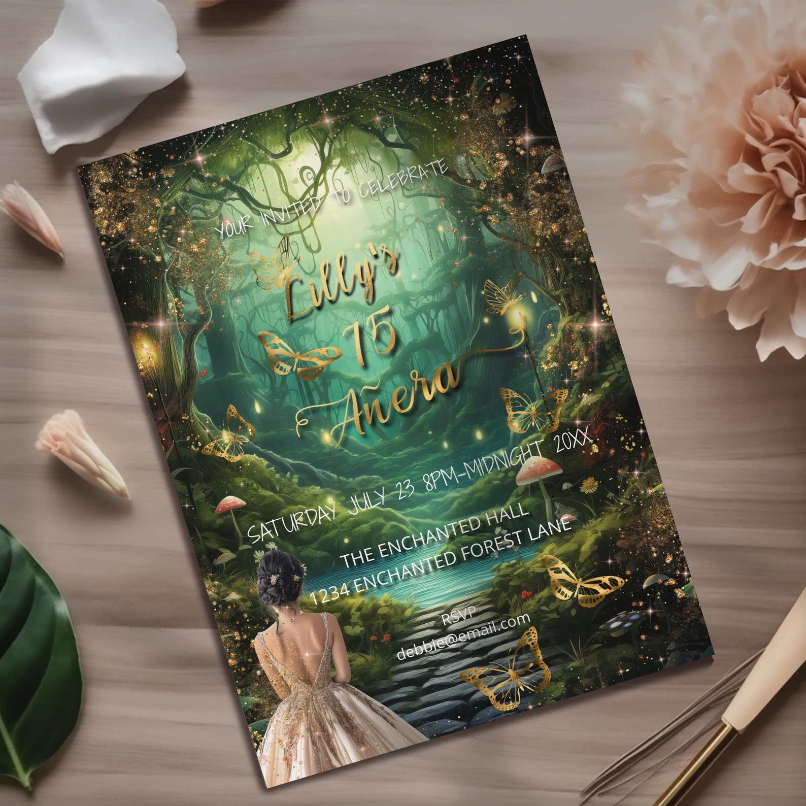 Enchanted Forest Invitation Quince-15-enchanted Evening-magical Garden ...