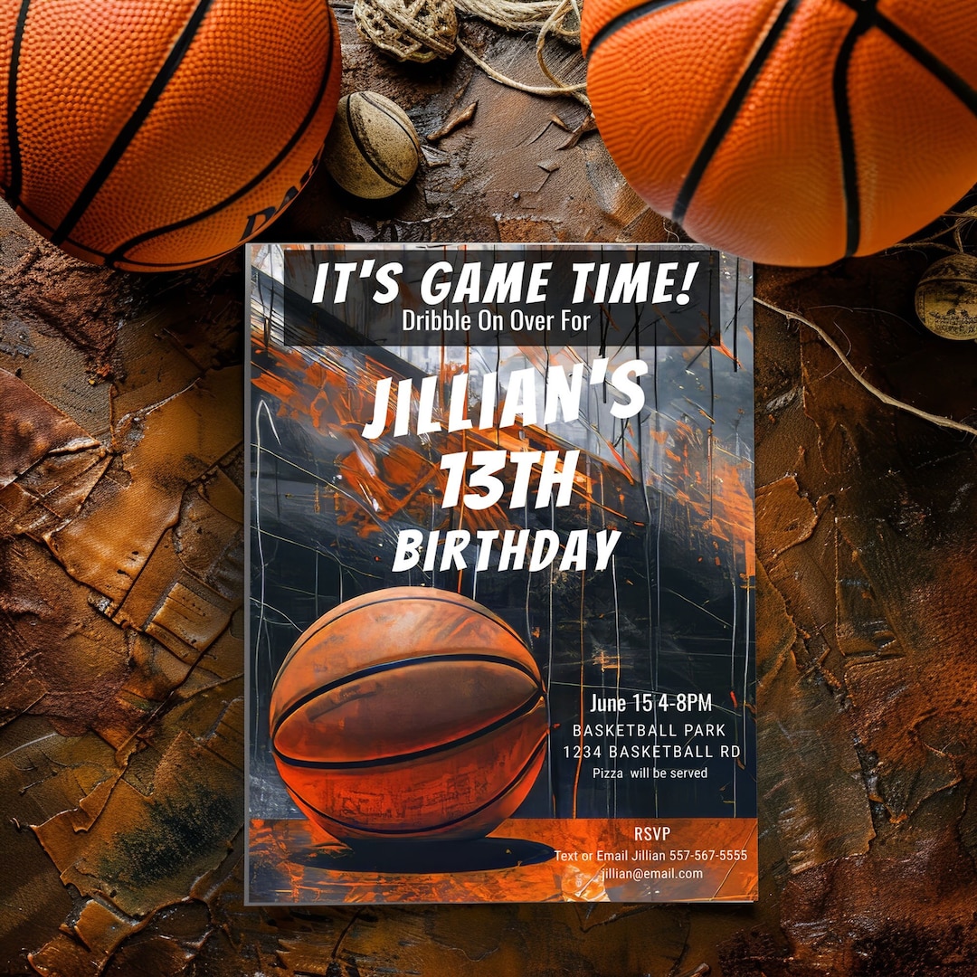 Basketball Birthday Invite - Basketball Party Invitation Girl- Sports ...