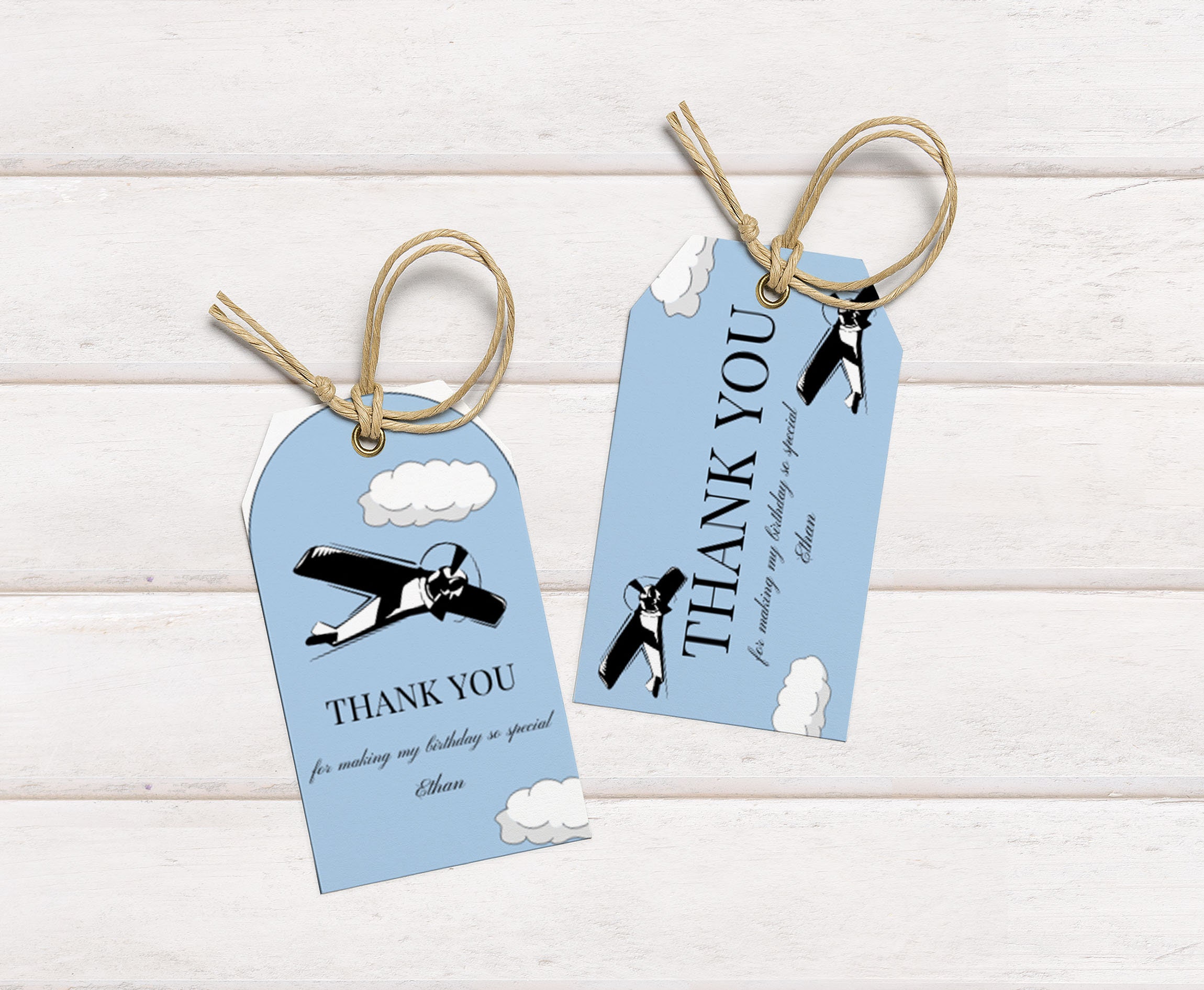 Editable Airplane Themed Thank You Card Templates - Etsy