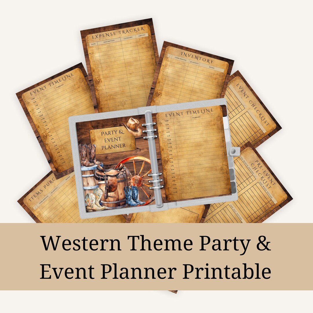 Western Theme Printable Event Planner | Party Planner | Birthday Party ...