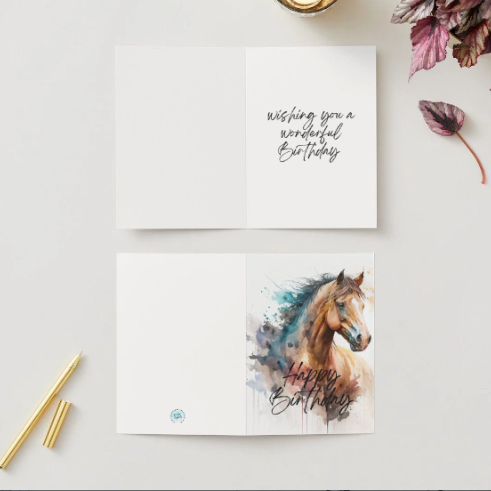 Digital Watercolor Horse Birthday Card Printable - Instant Download for ...