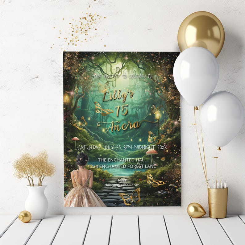 Enchanted Forest Invitation Quince-15-enchanted Evening-magical Garden ...