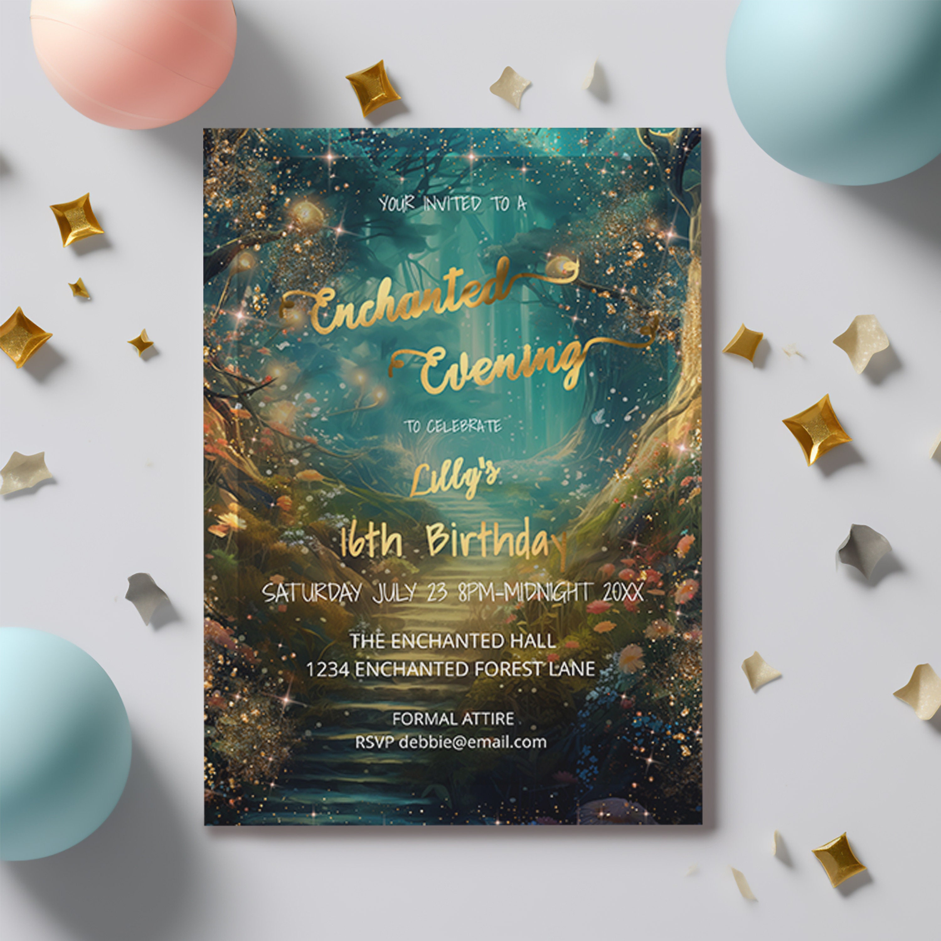 Enchanted Forest Sweet 16 Invitation-enchanted Pathway -magical Garden ...