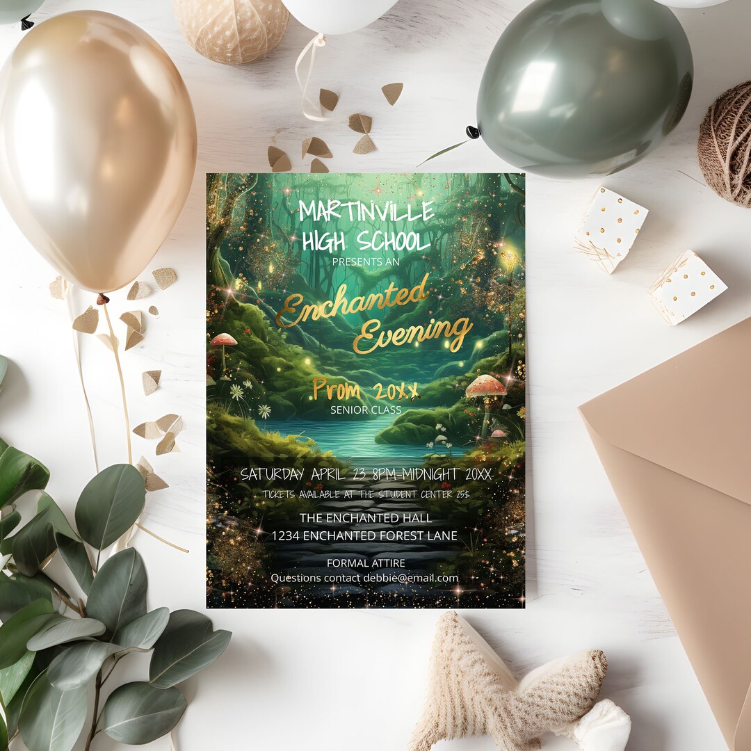 Enchanted Forest Prom Invite-5x7-high School Prom-school Dance-prom ...
