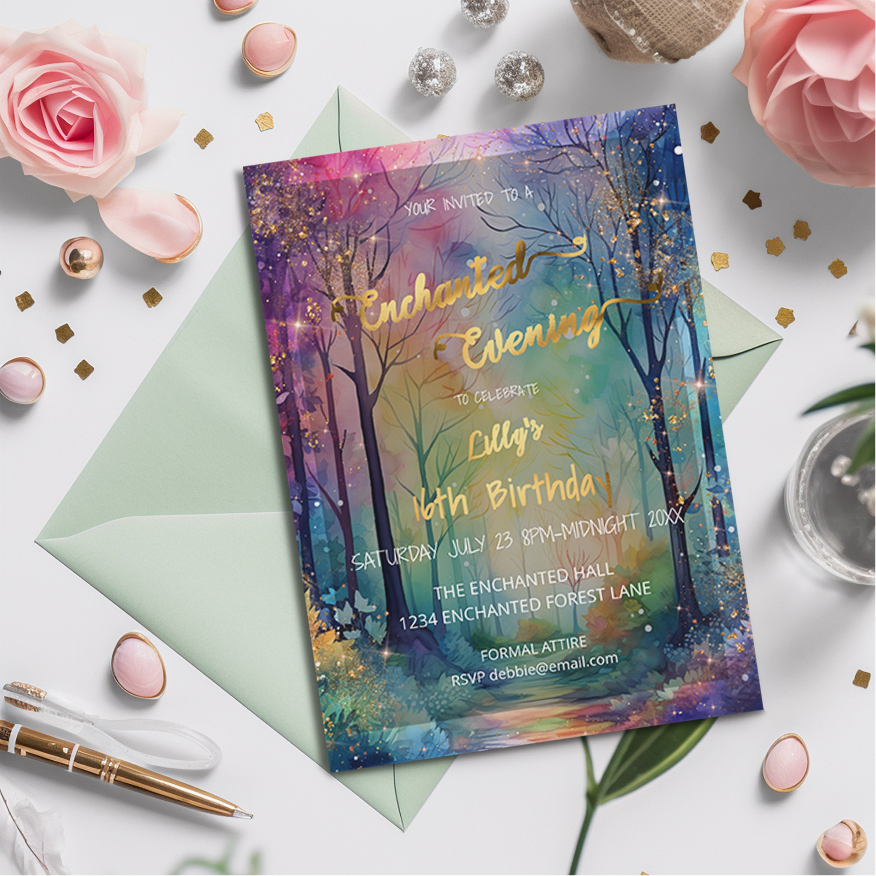 Enchanted Forest Sweet 16 Invitation-magic Garden-forest Pathway ...