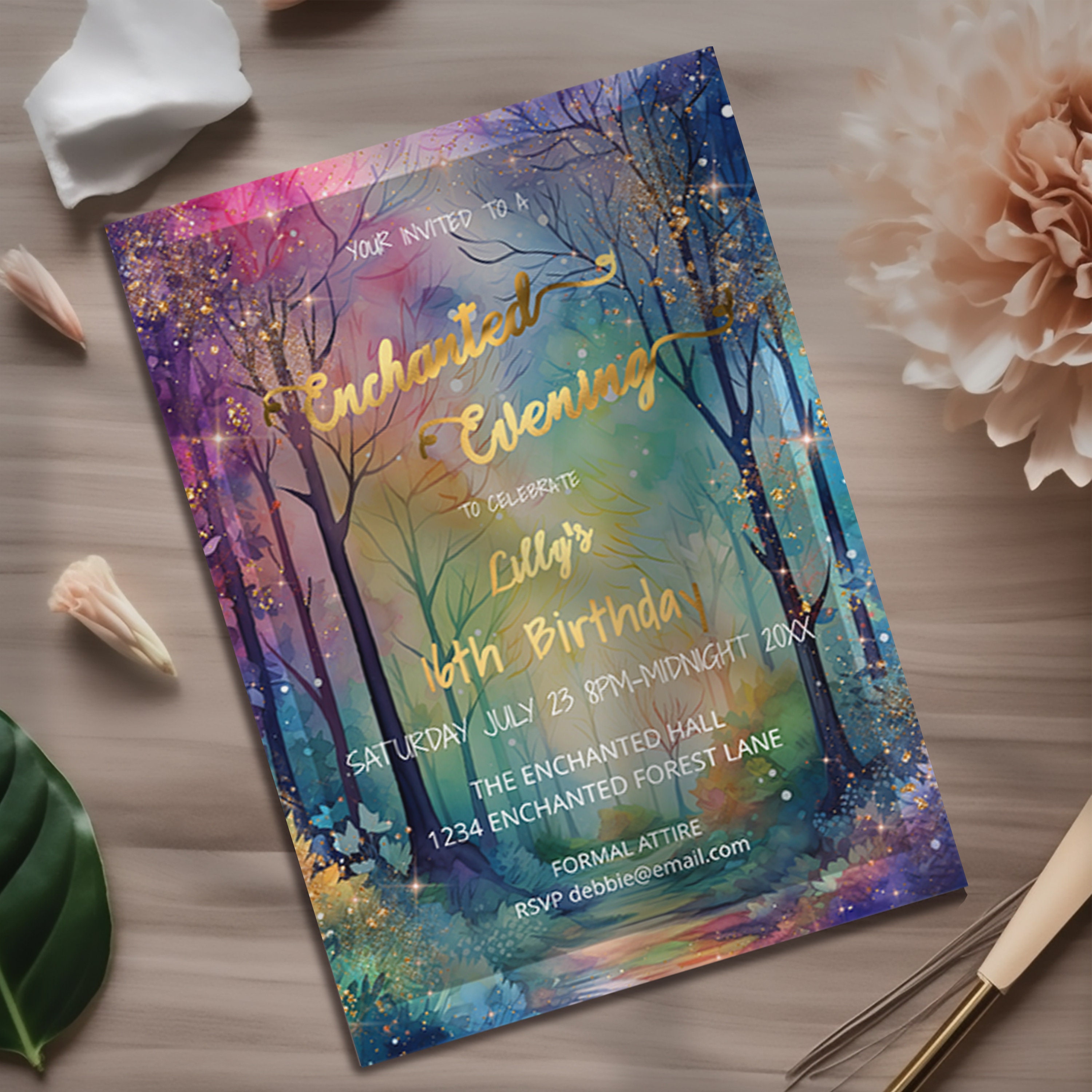Enchanted Forest Sweet 16 Invitation-magic Garden-forest Pathway ...