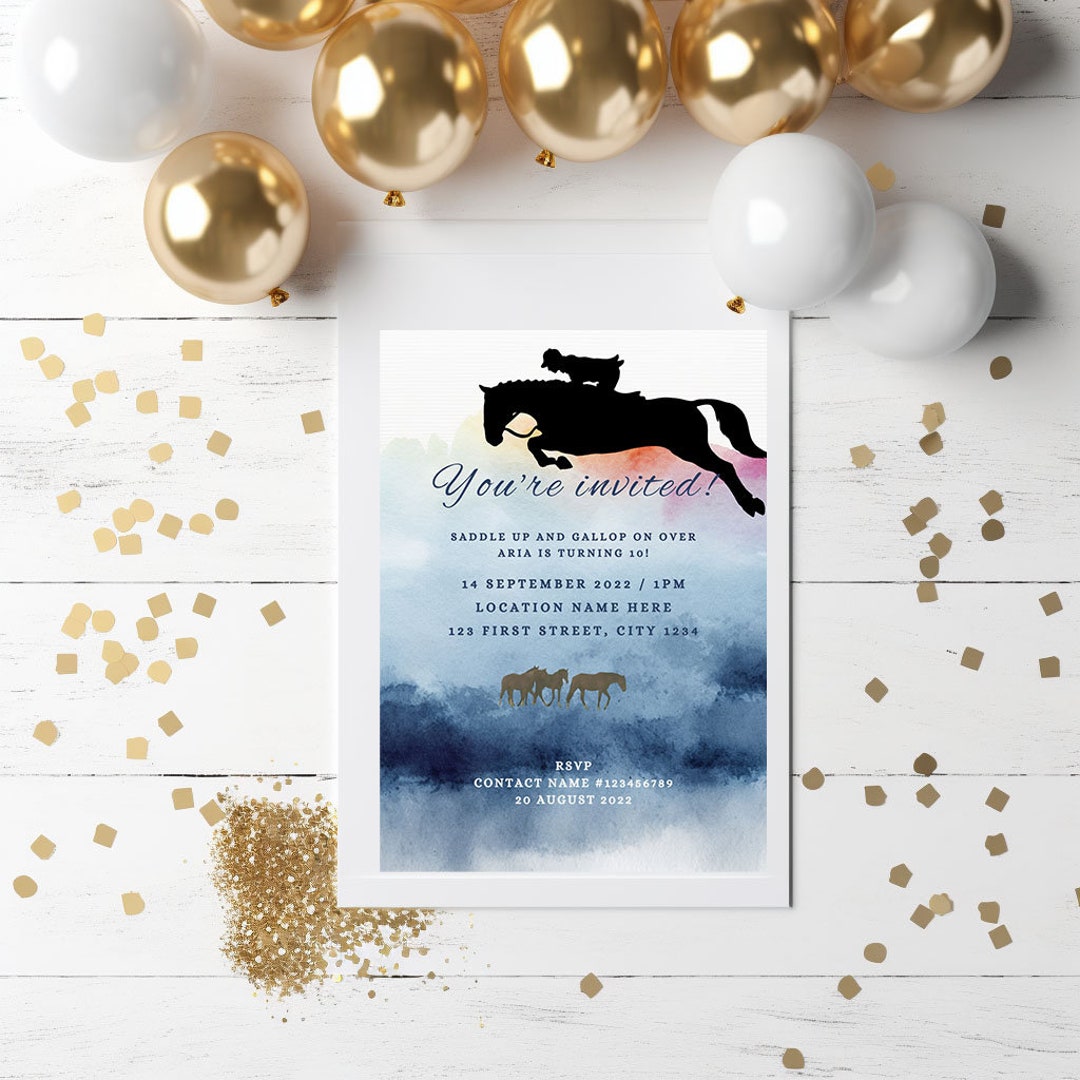Editable Horse Equestrian Birthday Invitations-printable Invite ...