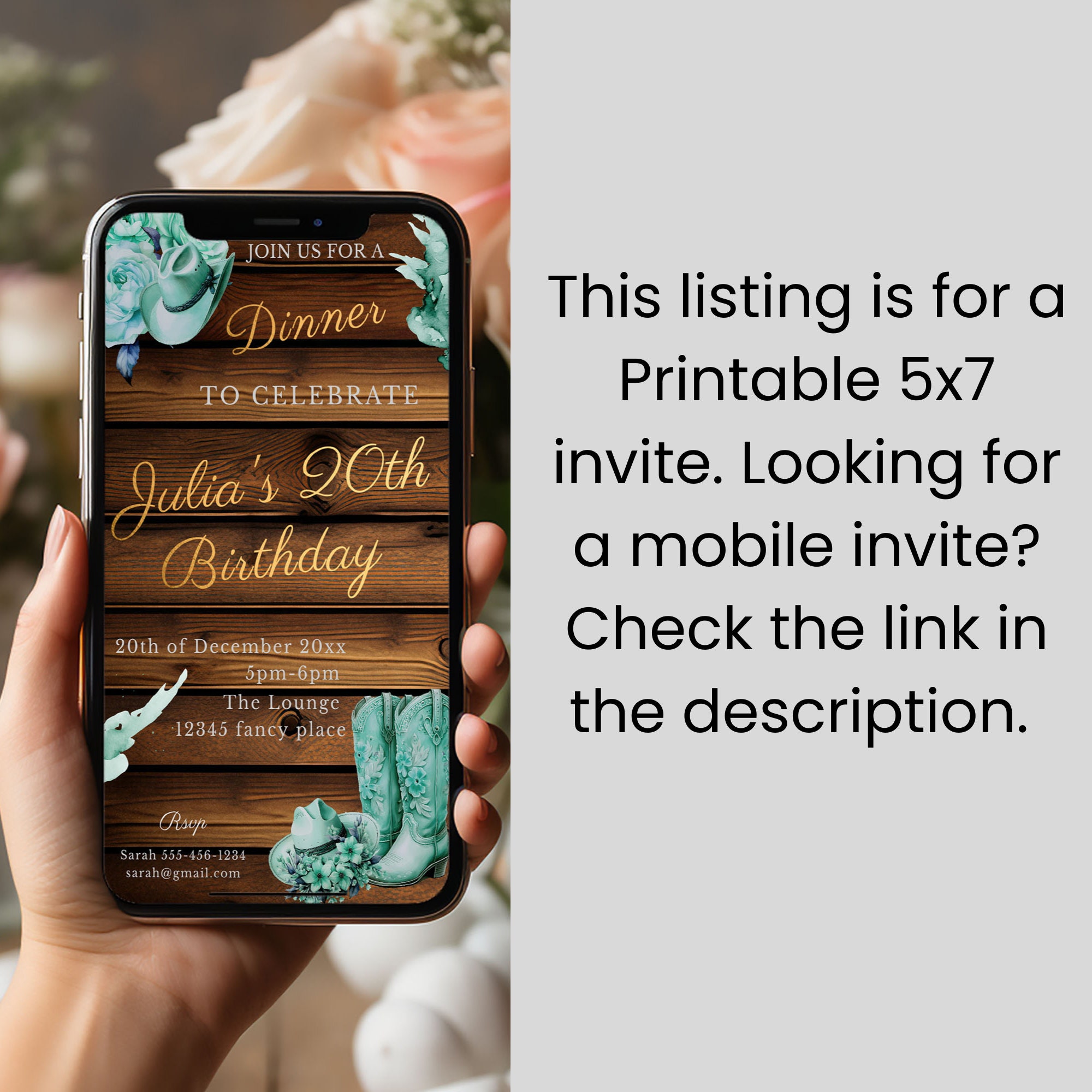 Cowgirl Birthday Invitation Template Customizable Teal-western Birthday ...