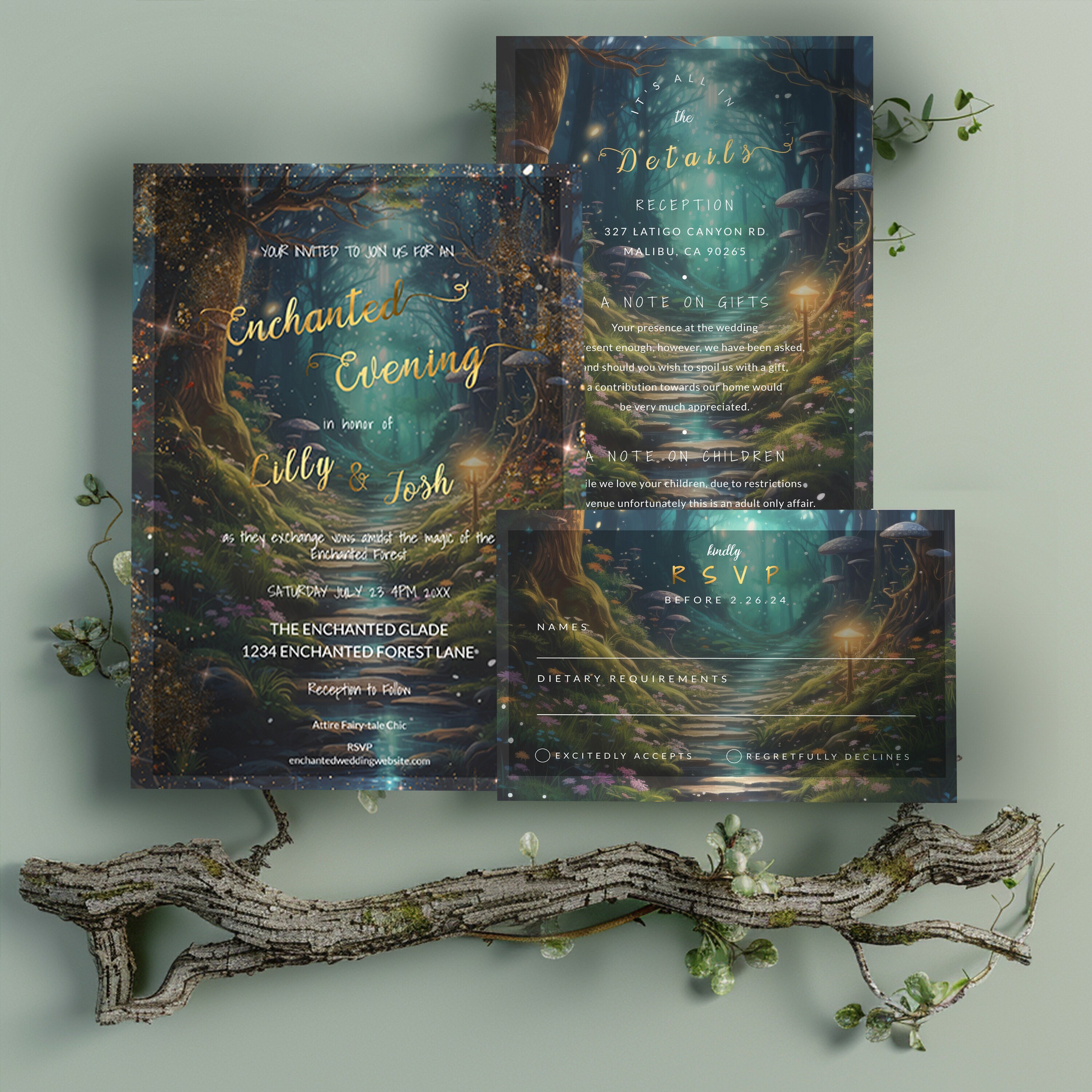 Enchanted Forest Wedding Invitation-small Bundle-magic Garden-forest ...