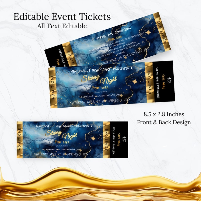 Starry Night Prom Invite, Flyer & Ticket Bundle-high School Prom-school ...