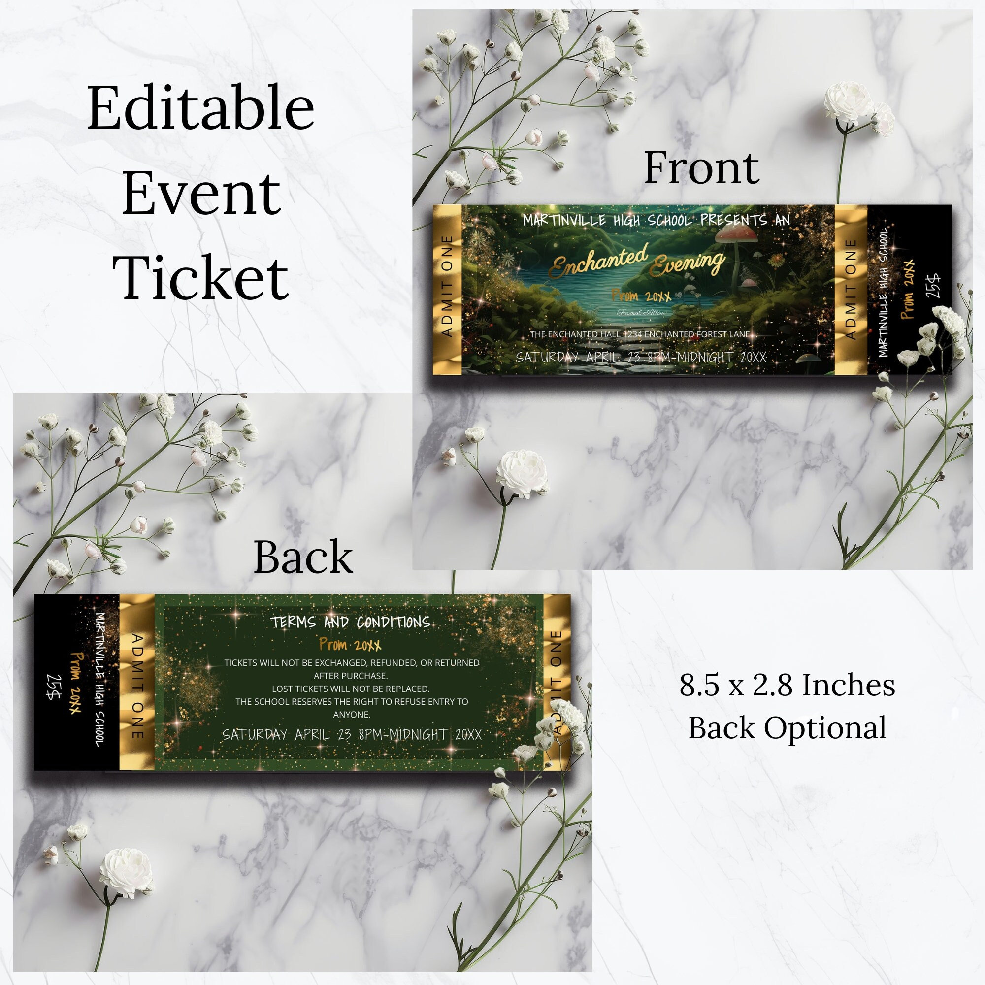 Enchanted Forest Prom Ticket-high School Prom-school Dance-prom Tickets ...