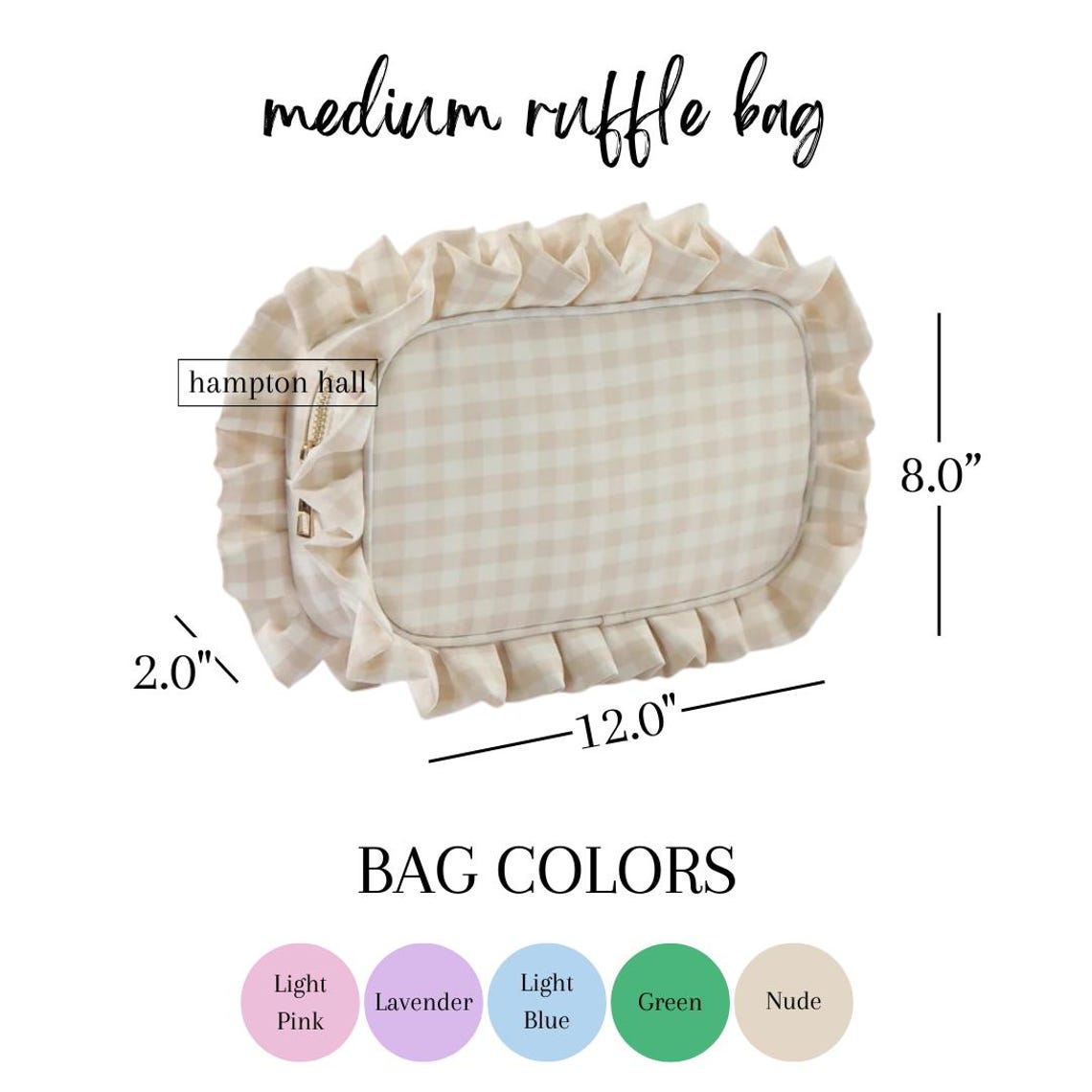 Medium Gingham Ruffle Bag - Personalized, Patches Included - Etsy