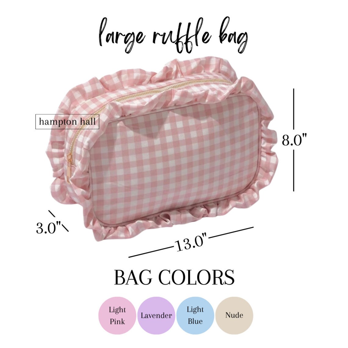 Large Gingham Ruffle Bag Personalized, Patches Included - Etsy