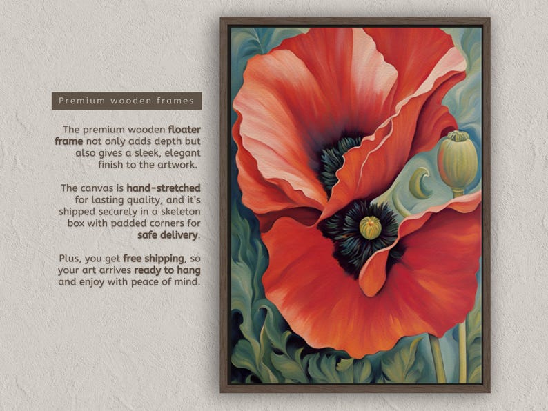 Georgia Okeeffe Style Red Poppy Painting, Thanksgiving Host Luxury Gift ...