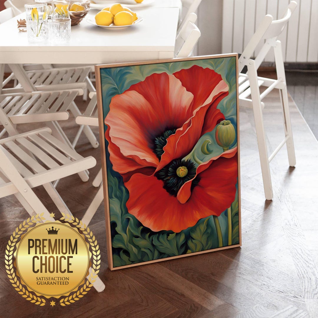 Georgia Okeeffe Red Poppy Painting, Holiday Luxury Gift, Canvas Print ...