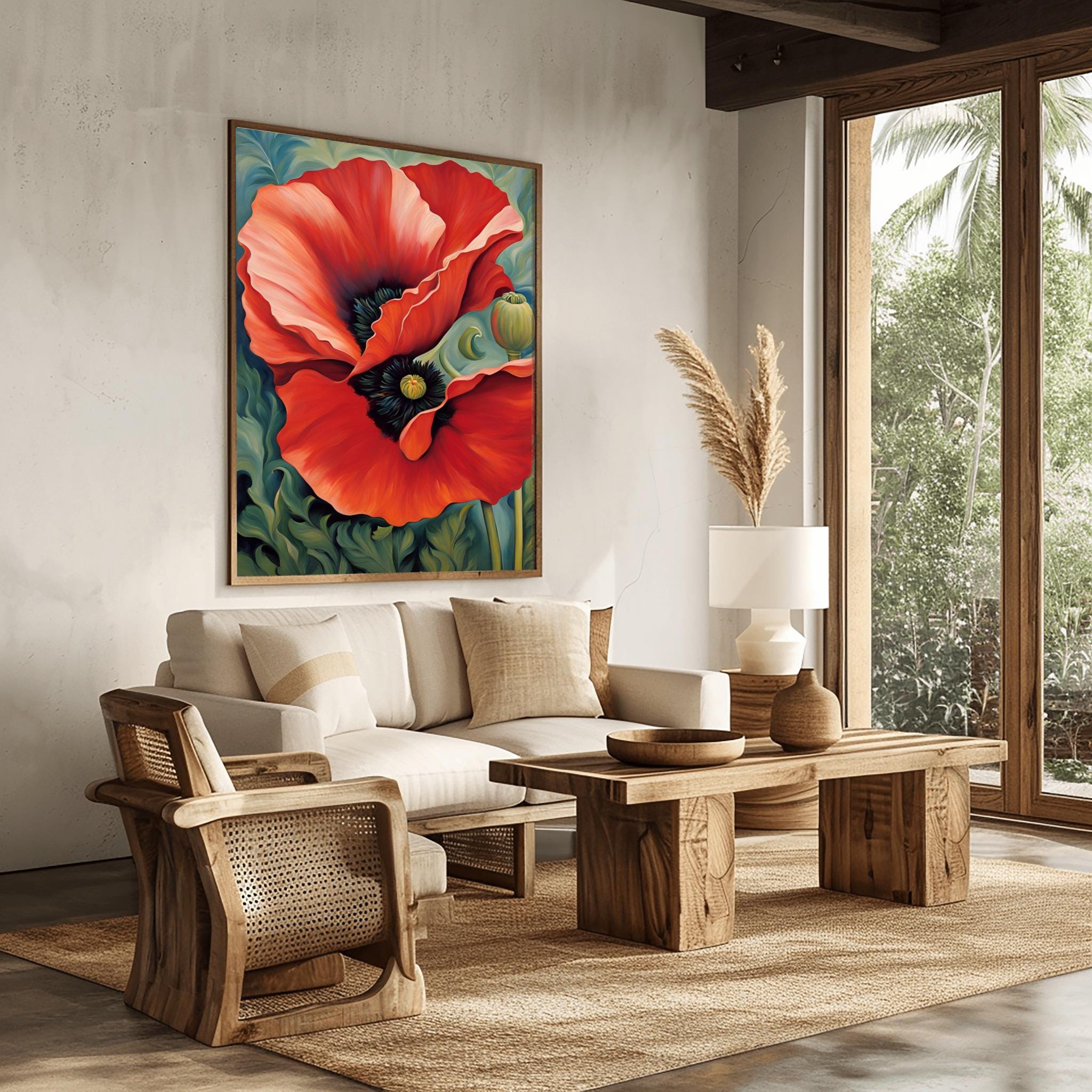 Georgia Okeeffe Red Poppy Painting, Holiday Luxury Gift, Canvas Print ...