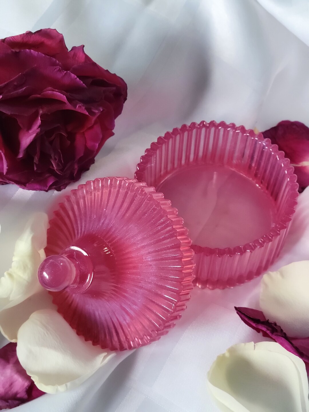 Pink Opal Vintage Style Resin Trinket Box, Jewelry Box, Gift Box ...