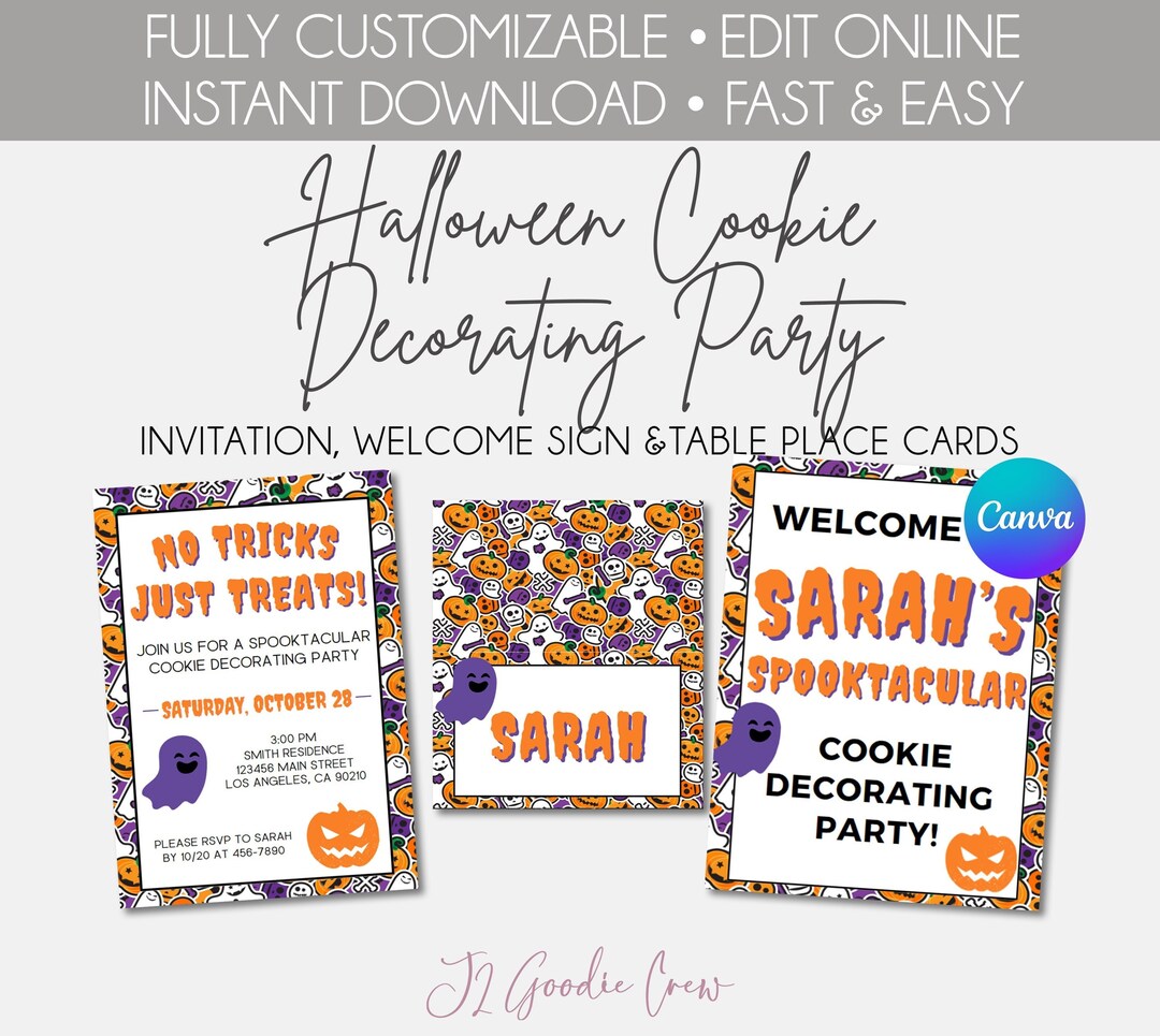 Editable No Tricks Just Treats Cookie Decorating Party Pack/invitation ...