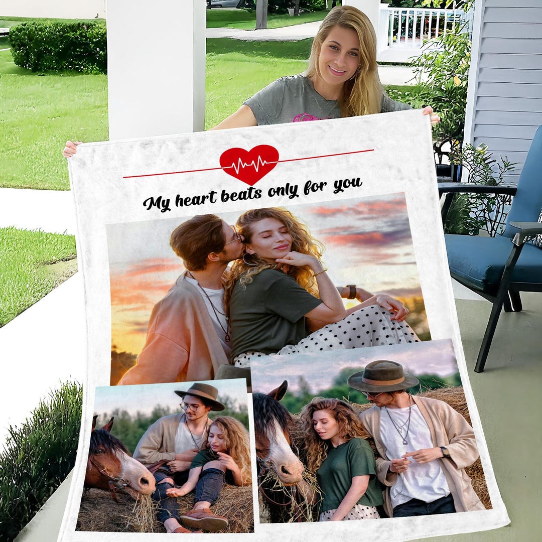 Custom Couple Photo Blanket Personalized Family Photo Blanket Christmas ...