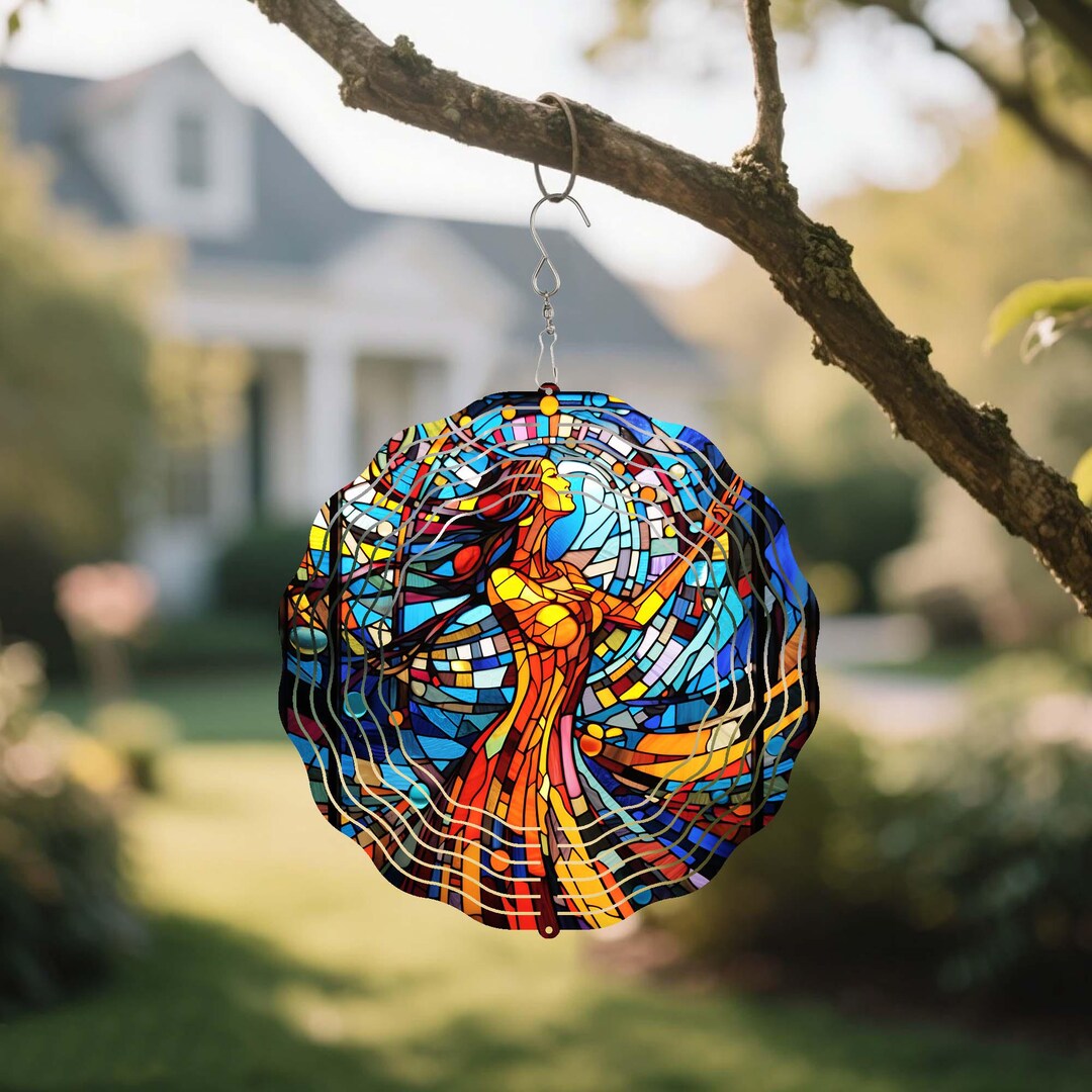 3D Female Pattern Spinner, Colorful Garden Decor, 360-degree Rotating ...