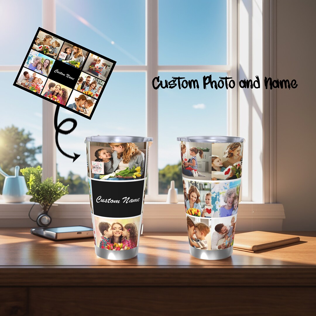 Custom Photo Coffee Mug Gift Use Photo Name 20 Oz Stainless Steel ...