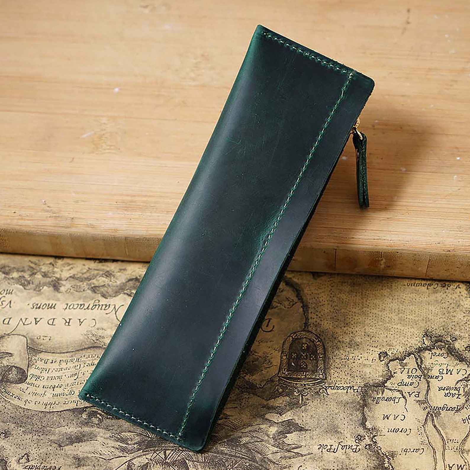 Custom Text Pen Case, Vintage Pencil Case, Handmade Leather Pen Case ...
