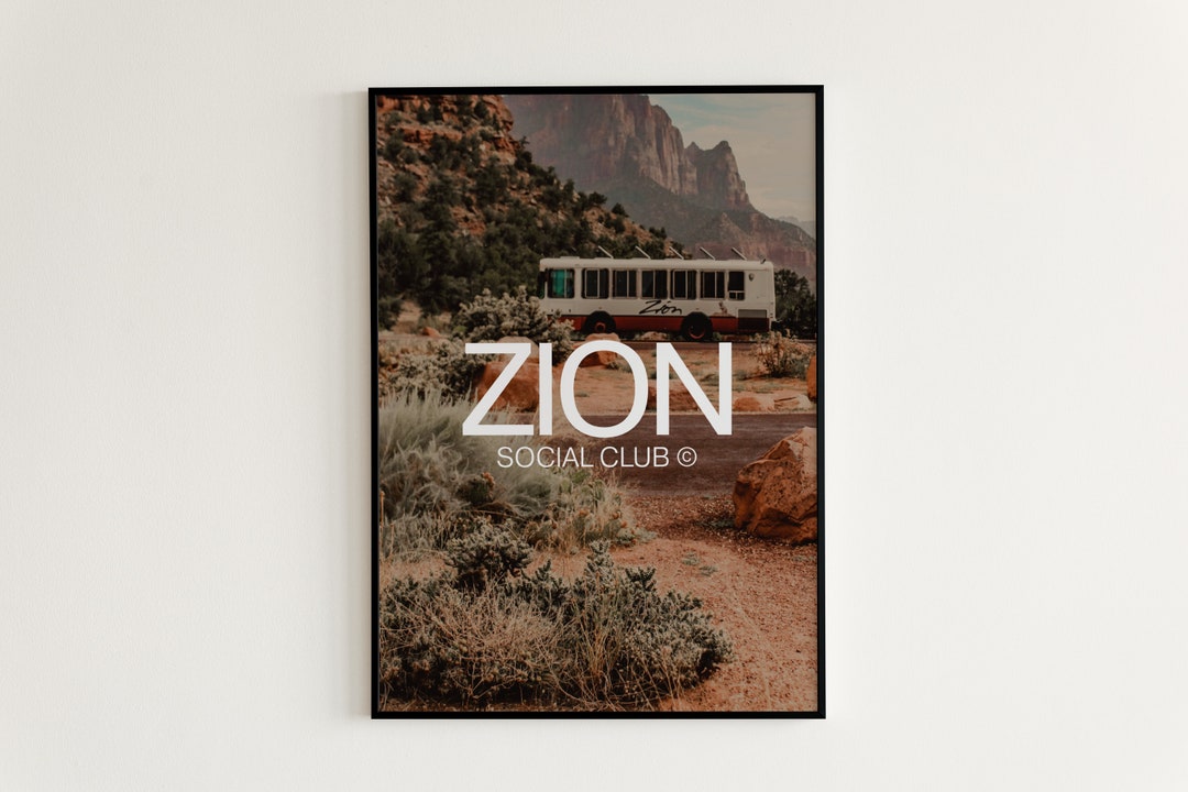 Modern Minimal Zion Social Club Poster - National Park Decor - DIGITAL ...